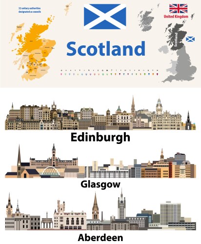 Map scotland with districts Royalty Free Vector Image