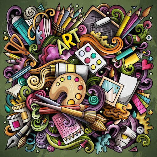 Cartoon doodles art and design Royalty Free Vector Image