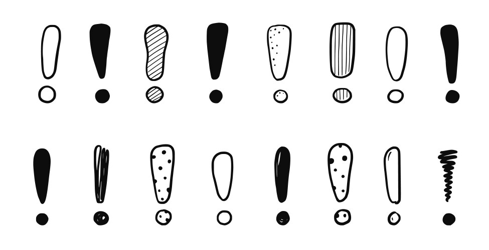 Hand painted exclamation marks Royalty Free Vector Image