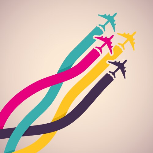 Background with colorful airplanes Royalty Free Vector Image