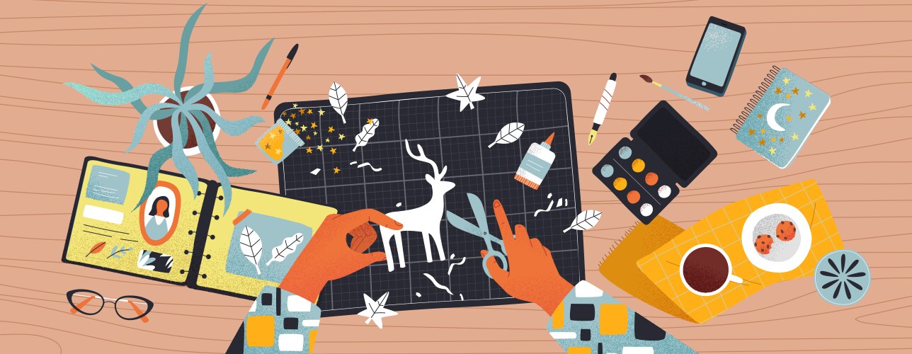 Cartoon creative diy art workshop background Vector Image