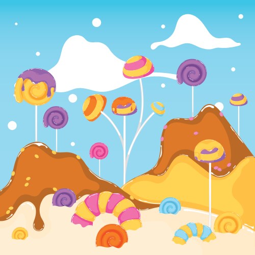 Colored candy land landscape sweet place Vector Image