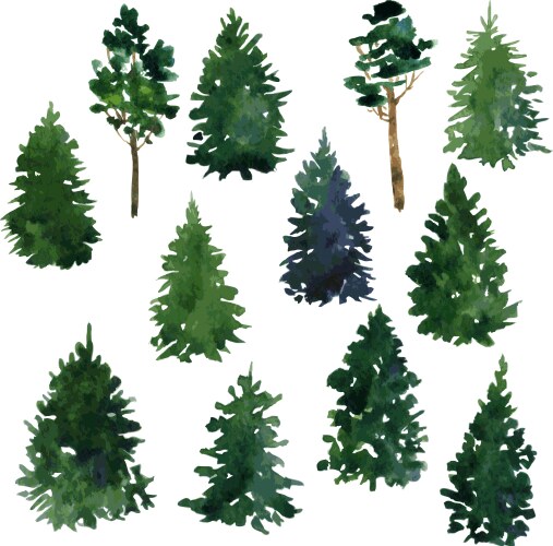 Set of different landscapes with trees Royalty Free Vector