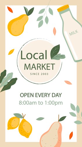 Local market round composition Royalty Free Vector Image