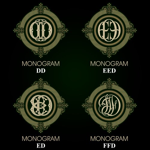 Vintage monograms - 4 sets series Royalty Free Vector Image
