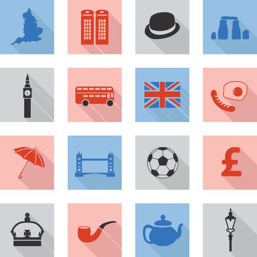 16 england icon collection Royalty Free Vector Image