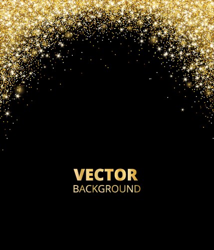 Black and gold background with glitter frame Vector Image