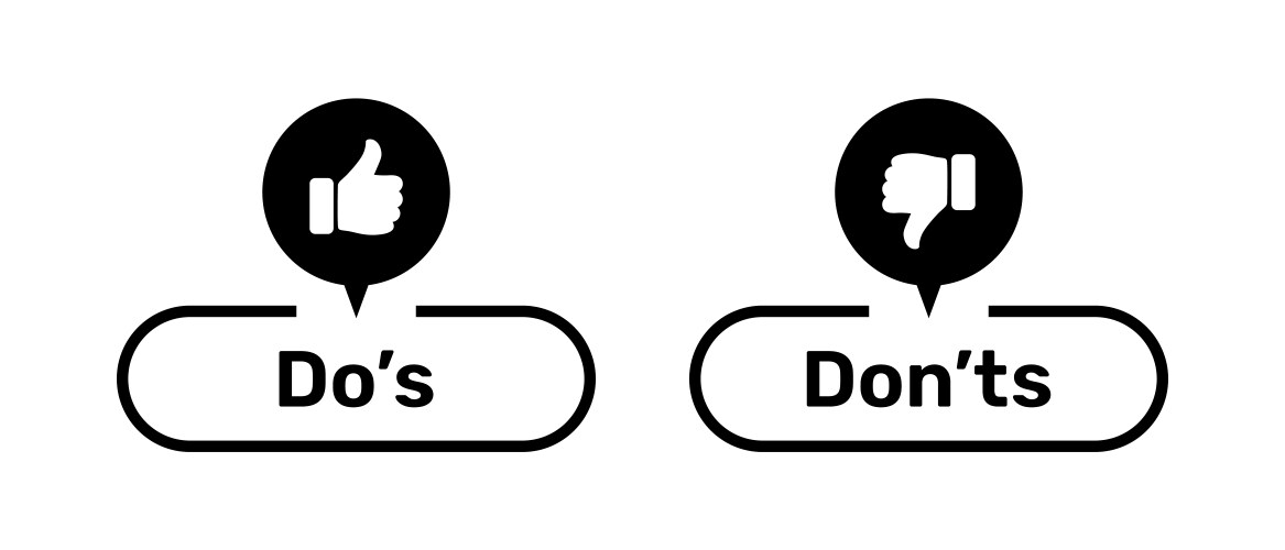 Dos and donts buttons with right wrong Royalty Free Vector