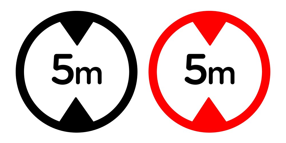 5 meter sign icon set notice indicating Royalty Free Vector