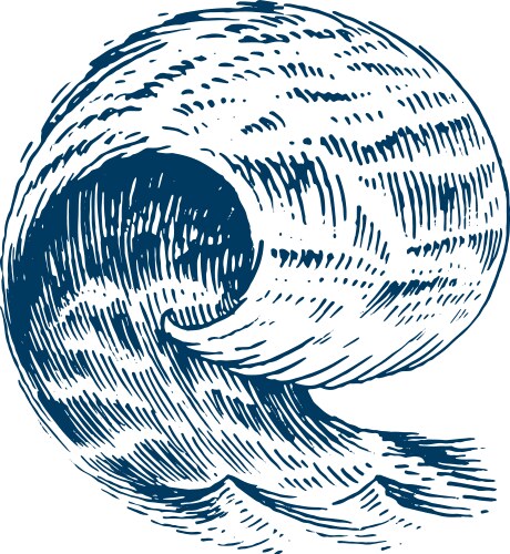 Atlantic tidal waves vintage old engraved hand Vector Image