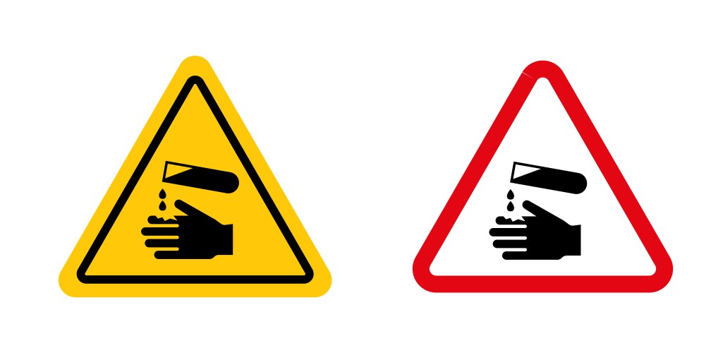 Corrosive acid safety sign icon set warning Vector Image