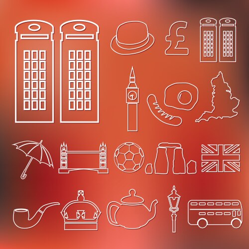 16 england icon collection Royalty Free Vector Image