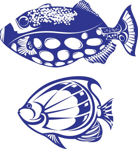 Blue fish outline Royalty Free Vector Image - VectorStock