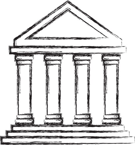 Ancient greek building facade with columns line Vector Image