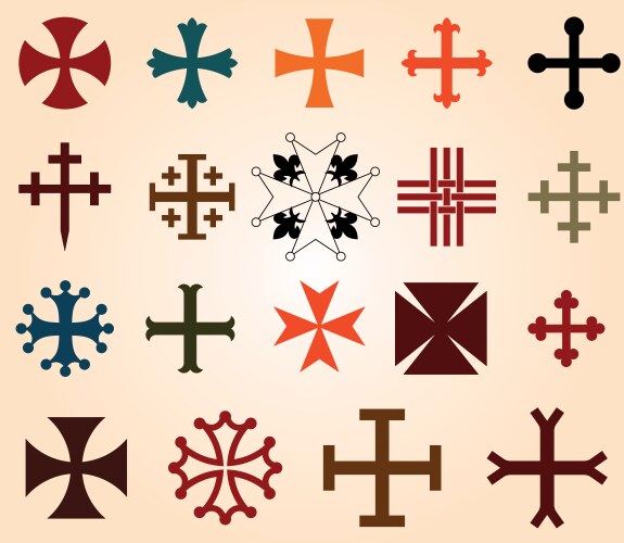 Different Types Crosses Their Meanings Stock Vector Golden Catholic