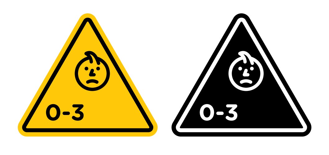 Age warning sign icon set caution for Royalty Free Vector
