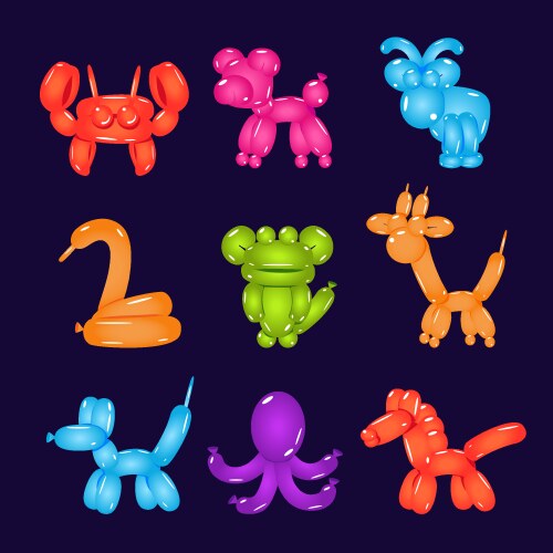 Balloon animals cartoon set Royalty Free Vector Image