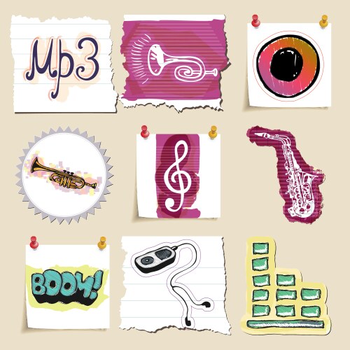 Different music emblems Royalty Free Vector Image