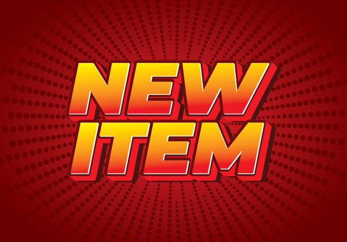 New item text effect in 3d style for print ad Vector Image
