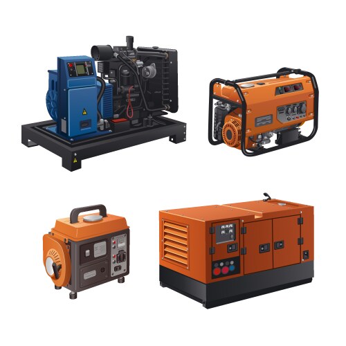 Silent power mobile generators engine motor Vector Image