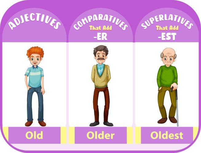 Comparative and superlative adjectives for word Vector Image