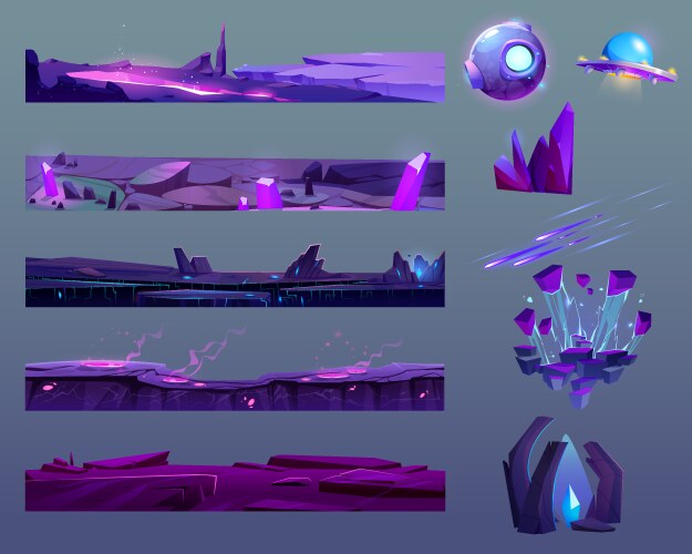 Game ui elements set for space design Royalty Free Vector