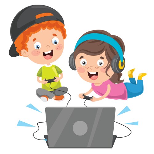 Kid using technology Royalty Free Vector Image