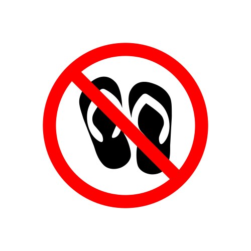 No sandals sign slipper not allowed symbol off Vector Image