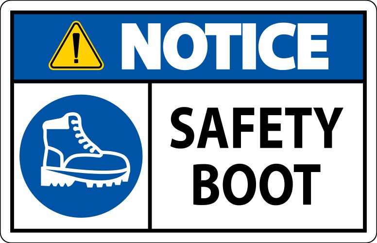 Danger safety boot sign for workplace Royalty Free Vector