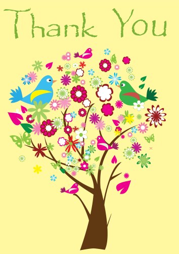 Floral spring thank you pink flowers card Vector Image