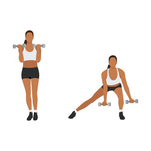 Basic rgbwoman doing dumbbell bicep curls Vector Image