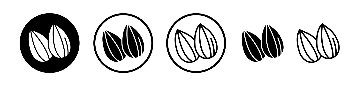 Almond icon set kernel almond nut milk symbol in Vector Image