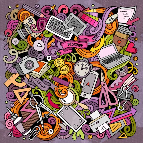 Cartoon doodles art and design Royalty Free Vector Image