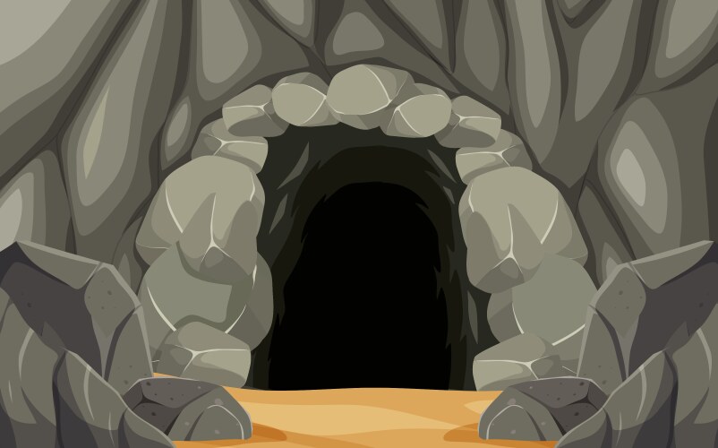 Cartoon cave isolated on white background Vector Image
