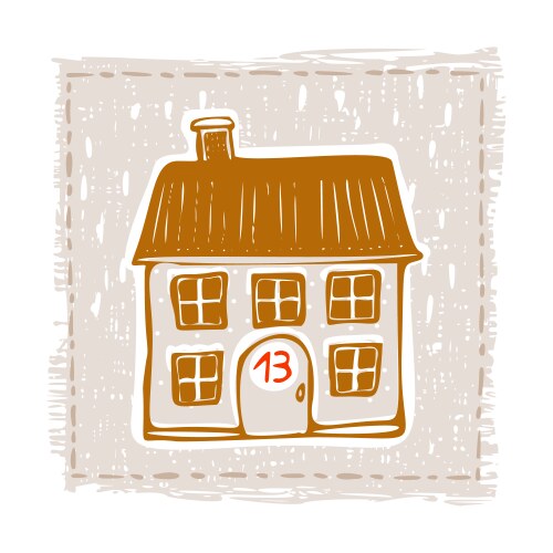 Whimsical advent calendar cottage door Royalty Free Vector