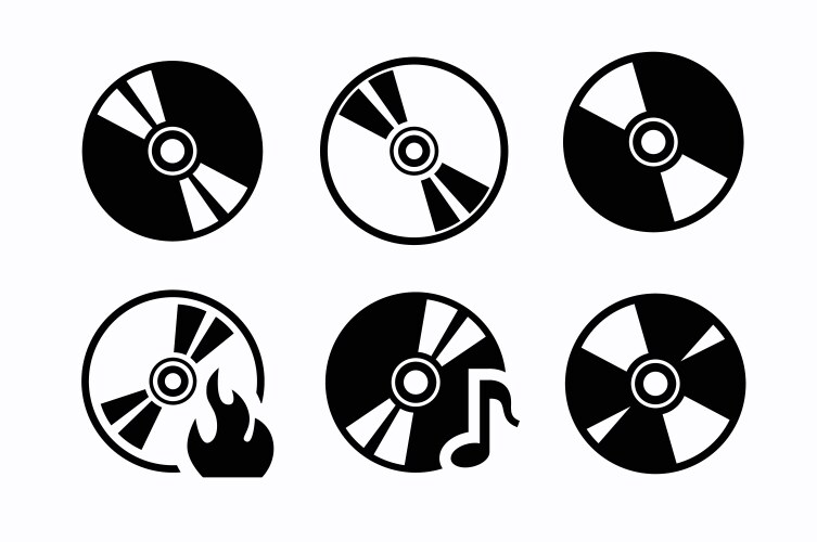 Vinyl record dj icons set Royalty Free Vector Image