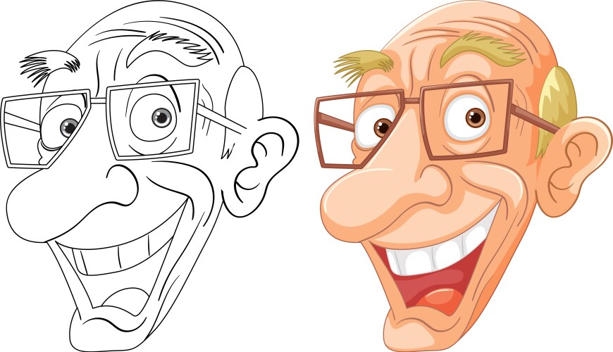 Two cartoon faces showing different emotions Vector Image