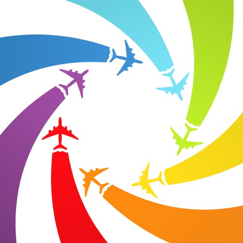 Background with colorful airplanes Royalty Free Vector Image