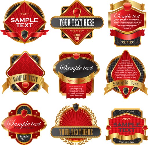Gold framed labels Royalty Free Vector Image - VectorStock