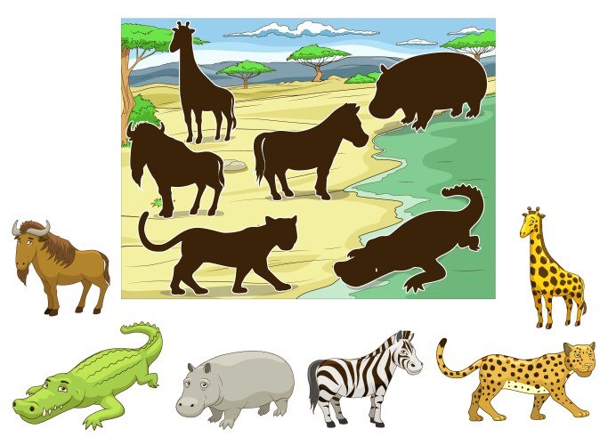 Match animals and their environments educational Vector Image