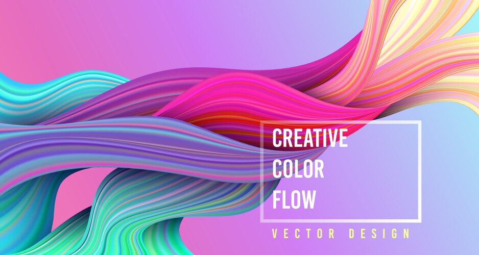 Rainbow color liquid wave lines poster set Vector Image