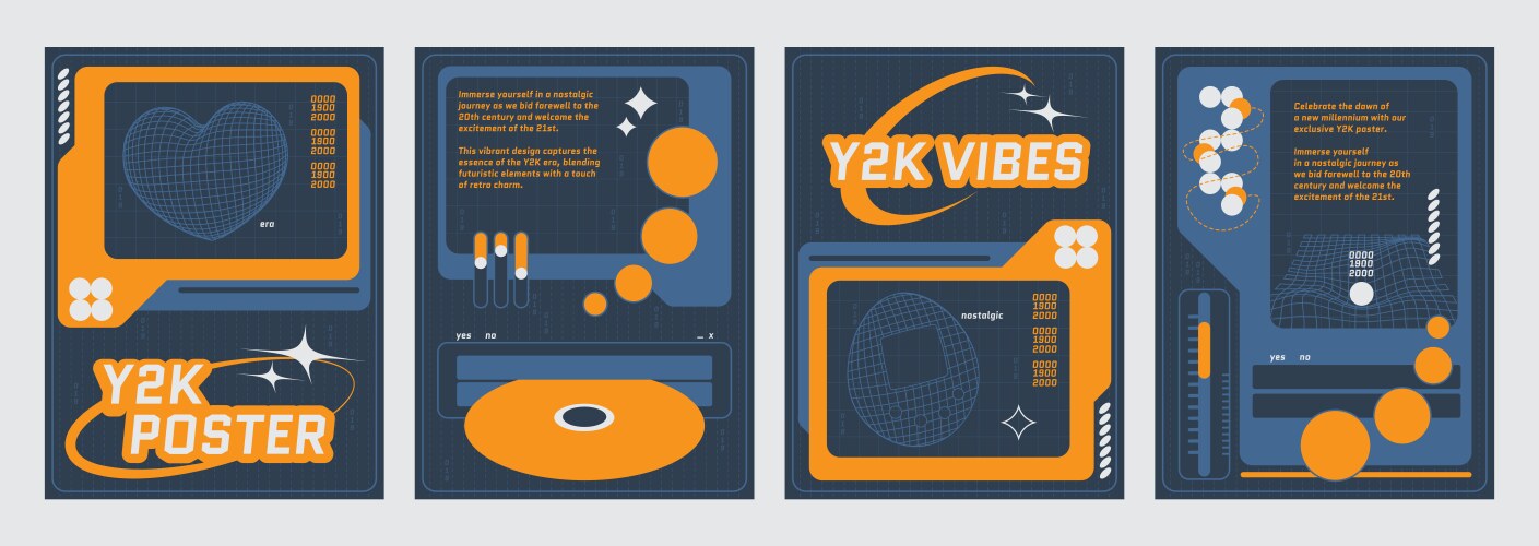Y2k aesthetic poster and banner design template Vector Image