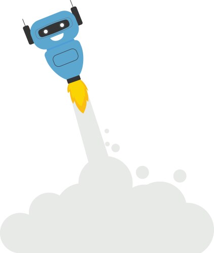 Robot flying in sky getting ready to help and bri Vector Image