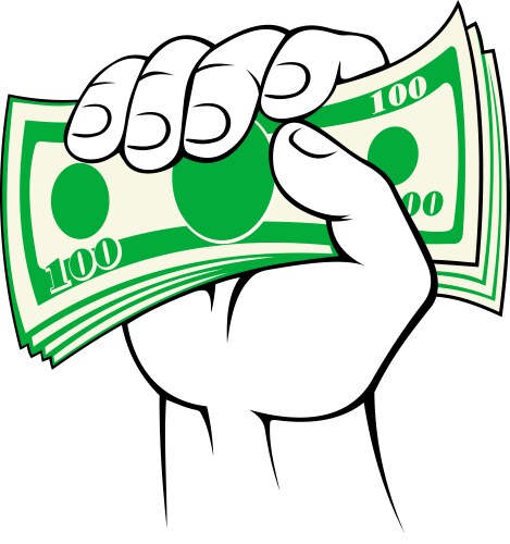 Human hand with cash bag Royalty Free Vector Image
