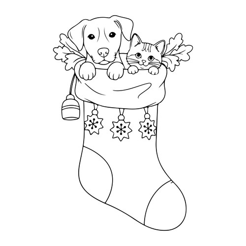 Christmas stocking dog Vector Images & Graphics for Commercial Use ...