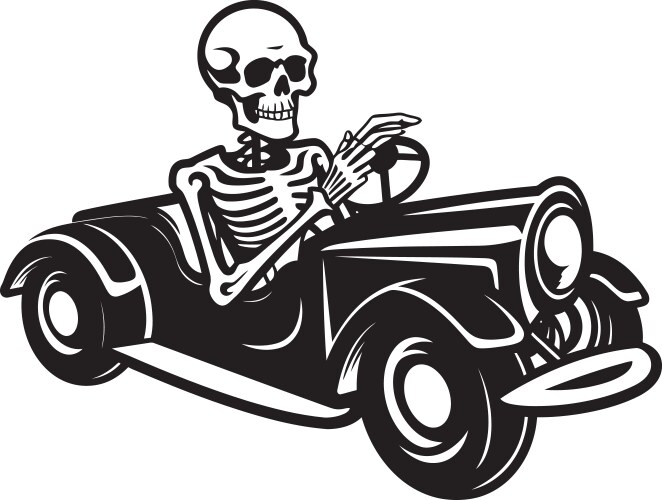 Bone voyage skeleton in car logo spooky speedster Vector Image