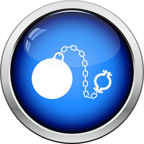 Fetter with ball icon Royalty Free Vector Image