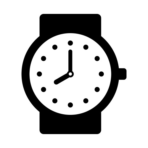 Black watch icon on white background Royalty Free Vector