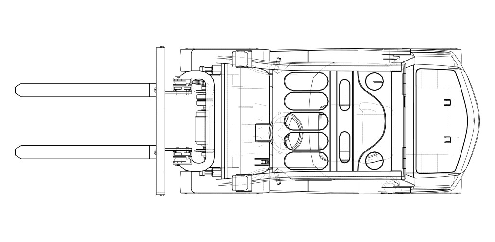 Outline blueprint tractor side front and top Vector Image
