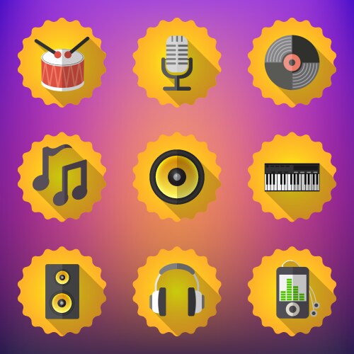 Music media audio symbols set Royalty Free Vector Image